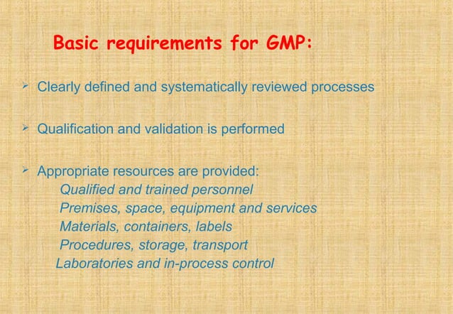 Good Manufacturing Practices (GMP)- Purpose and Principles | PPT