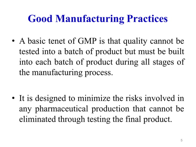 Good Manufacture Practices Pharmaceutical technology | PPT