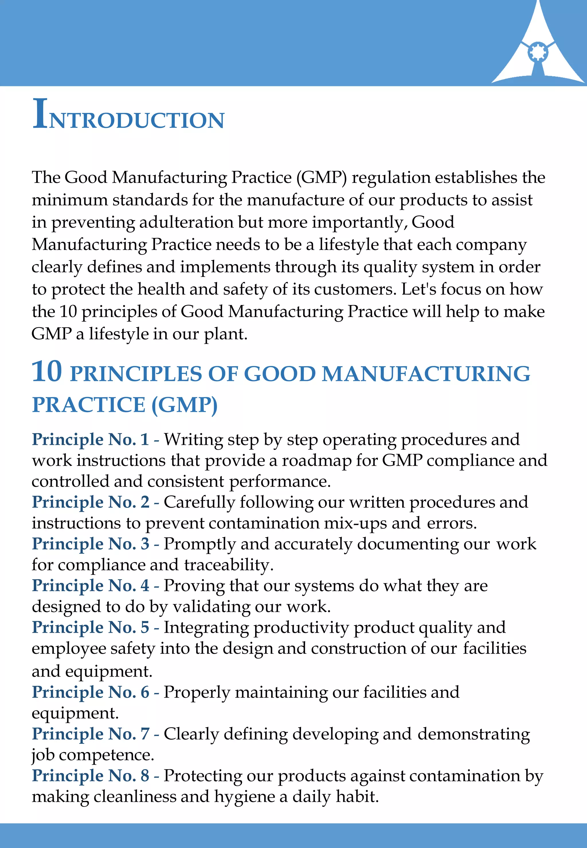 10 Principles of Good Manufacturing Practice (GMP) | PDF
