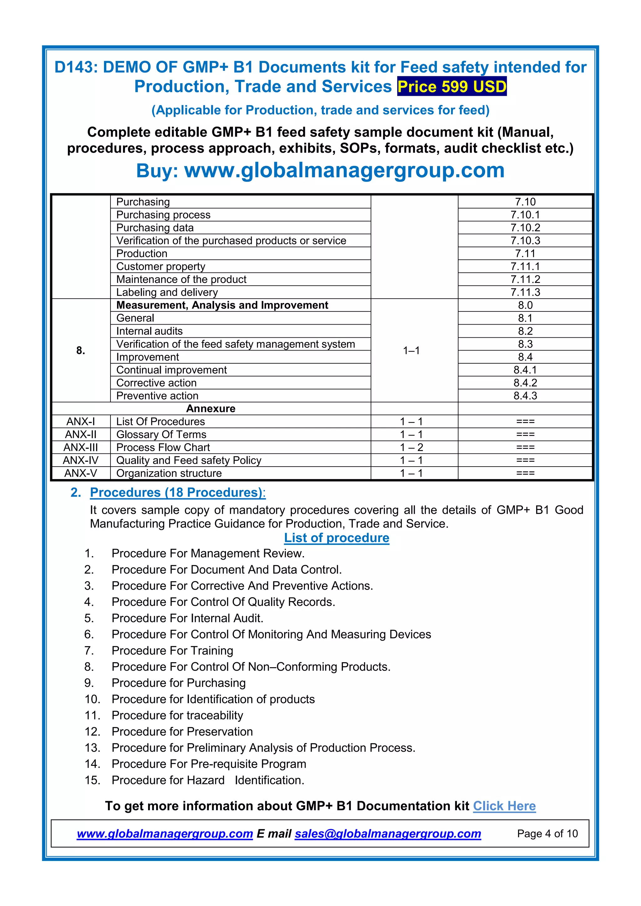 Gmp+b1 documents manual, procedures, audit checklist | PDF