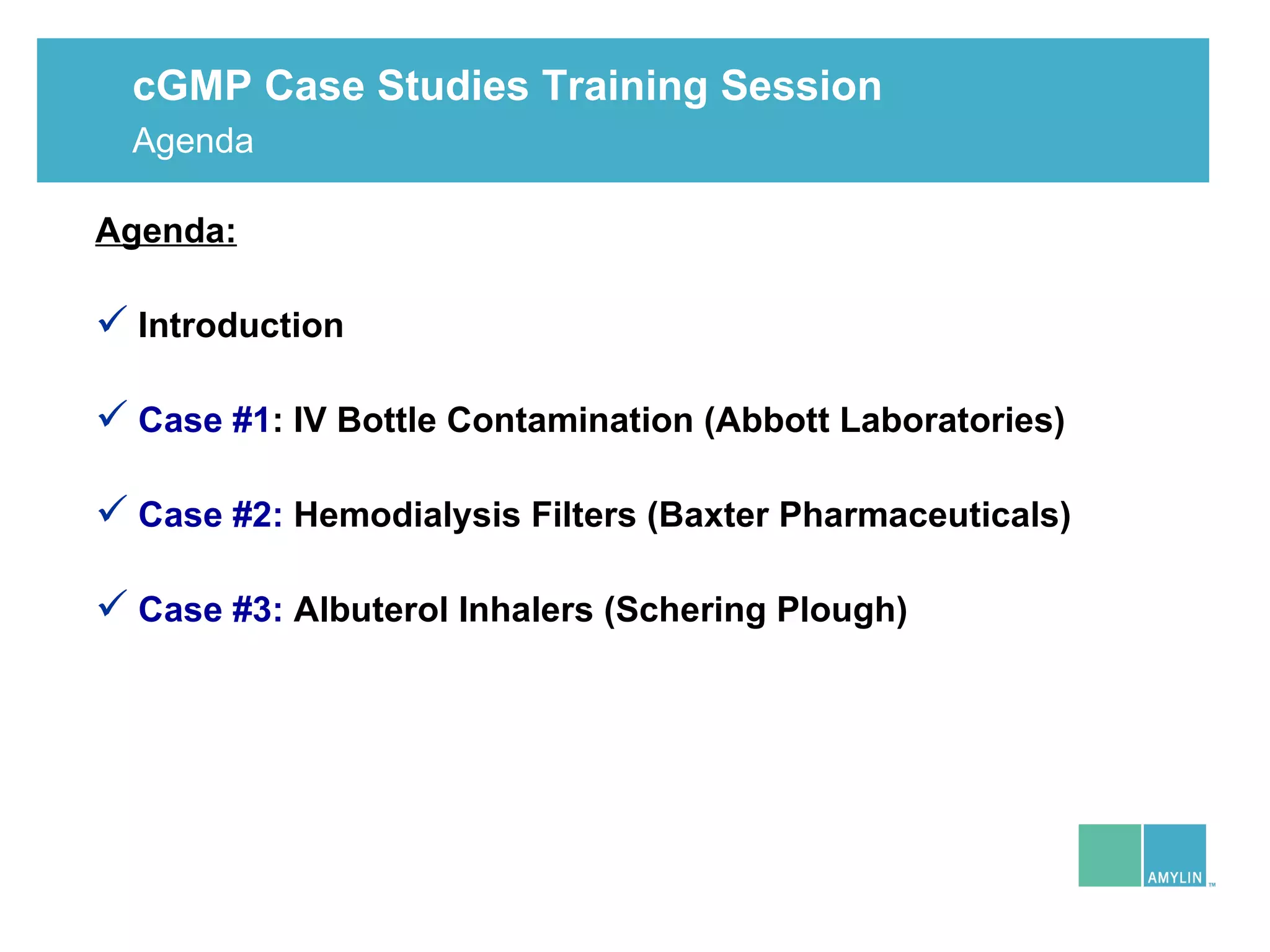 cGMP Case Study Training | PPT