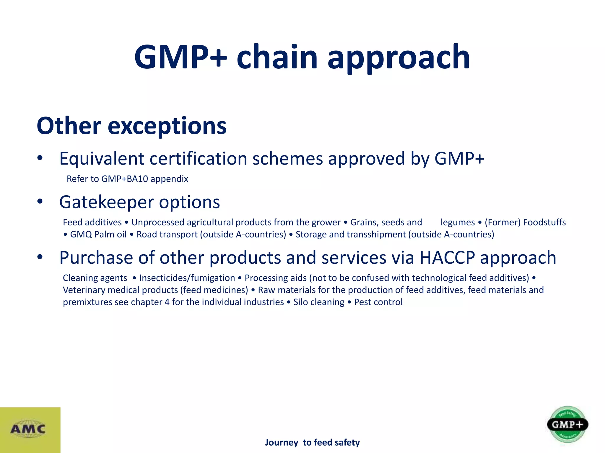 GMP + FSA -Animal feed safety through Global value chain approach | PPTX