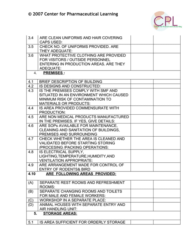Gmp checklist | PDF | Pharmaceutical Industry | Industries