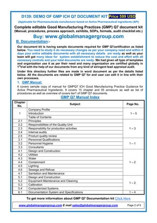 GMP Documents for Pharmaceutical Company | PDF