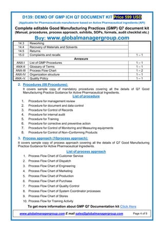 GMP Documents for Pharmaceutical Company | PDF