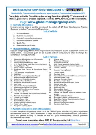 GMP Documents for Pharmaceutical Company | PDF