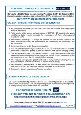 GMP Documents for Pharmaceutical Company | PDF