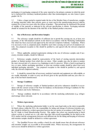 Phụ lục 19 tiêu chuẩn GMP EU về lưu mẫu tham khảo | DOCX