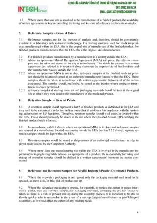 Phụ lục 19 tiêu chuẩn GMP EU về lưu mẫu tham khảo | DOCX
