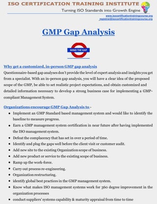 Gap Analysis | GMP | By Industry Experts | PPTX