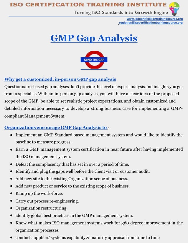 Gap Analysis | GMP | By Industry Experts | PPTX