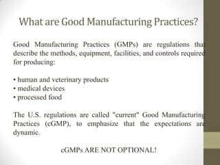 good manufacturing practice ( GMP) | PDF