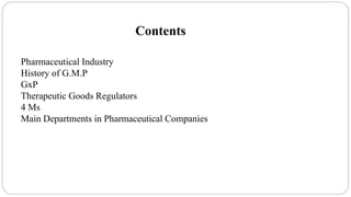 GMP Lecture 1.pptx | Pharmaceutical Industry | Industries