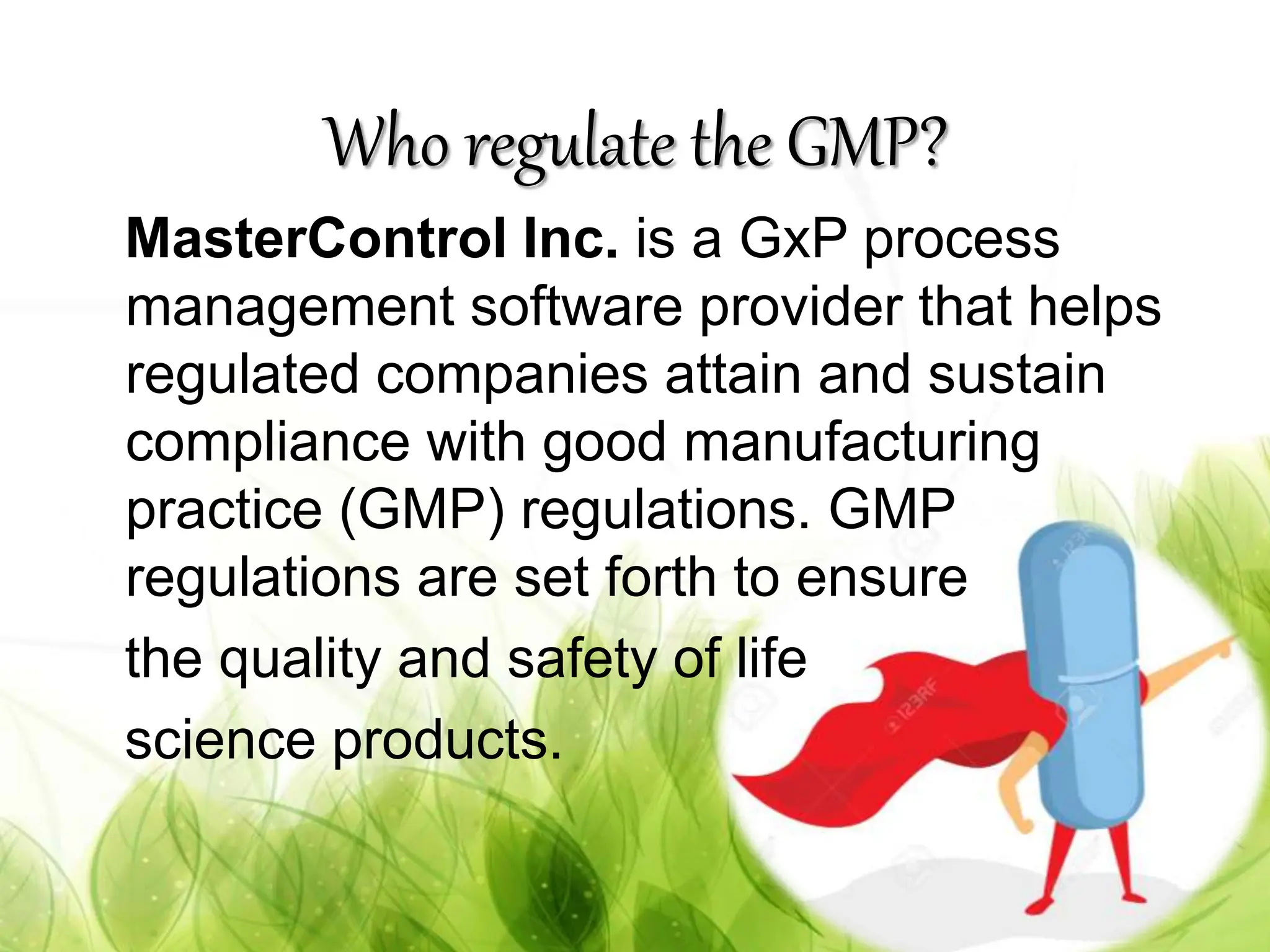 gmp in pharmaceutical Industry FDA guidelines WHO guidelines | PPTX ...