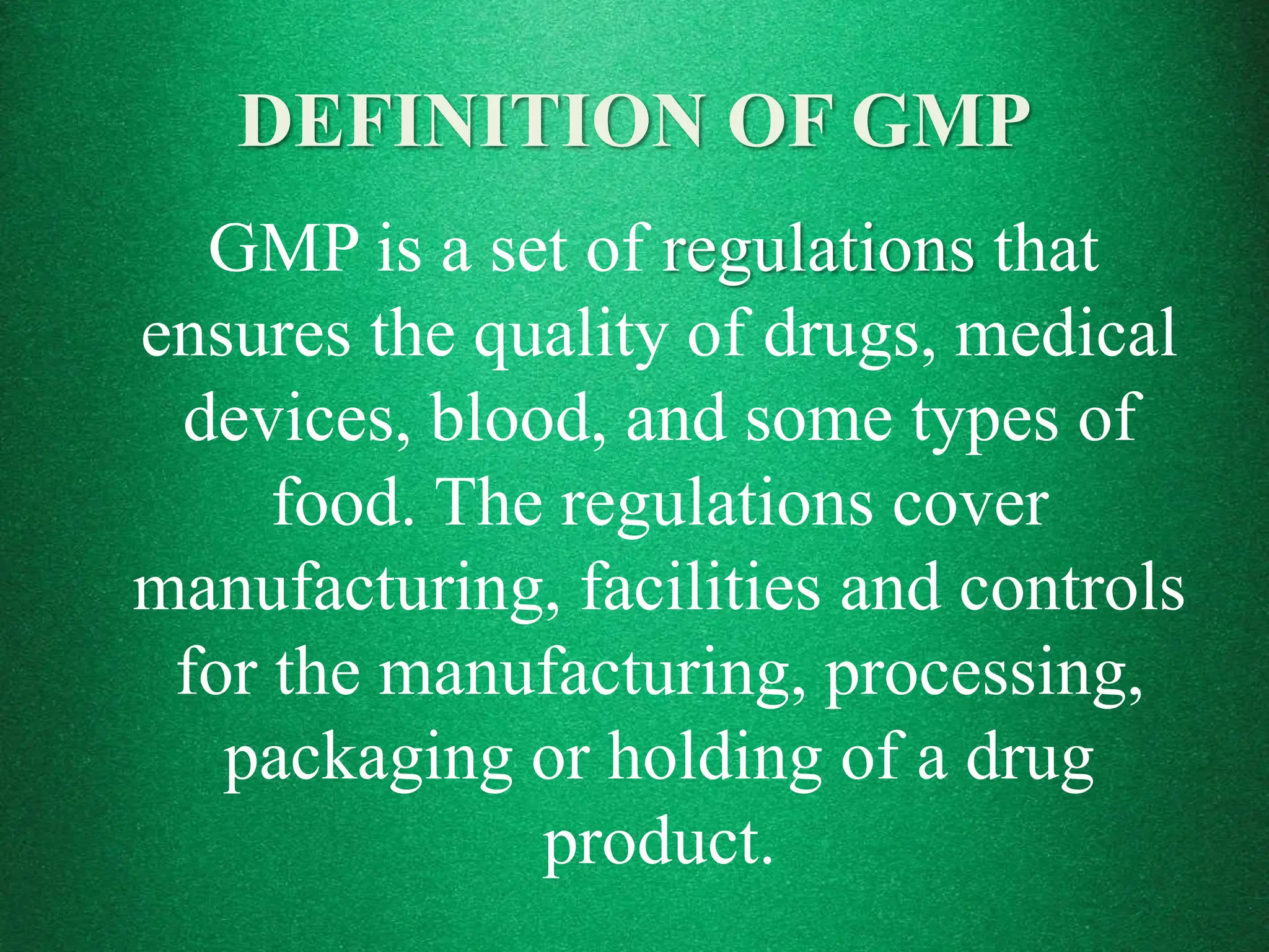 gmp in pharmaceutical Industry FDA guidelines WHO guidelines | PPTX