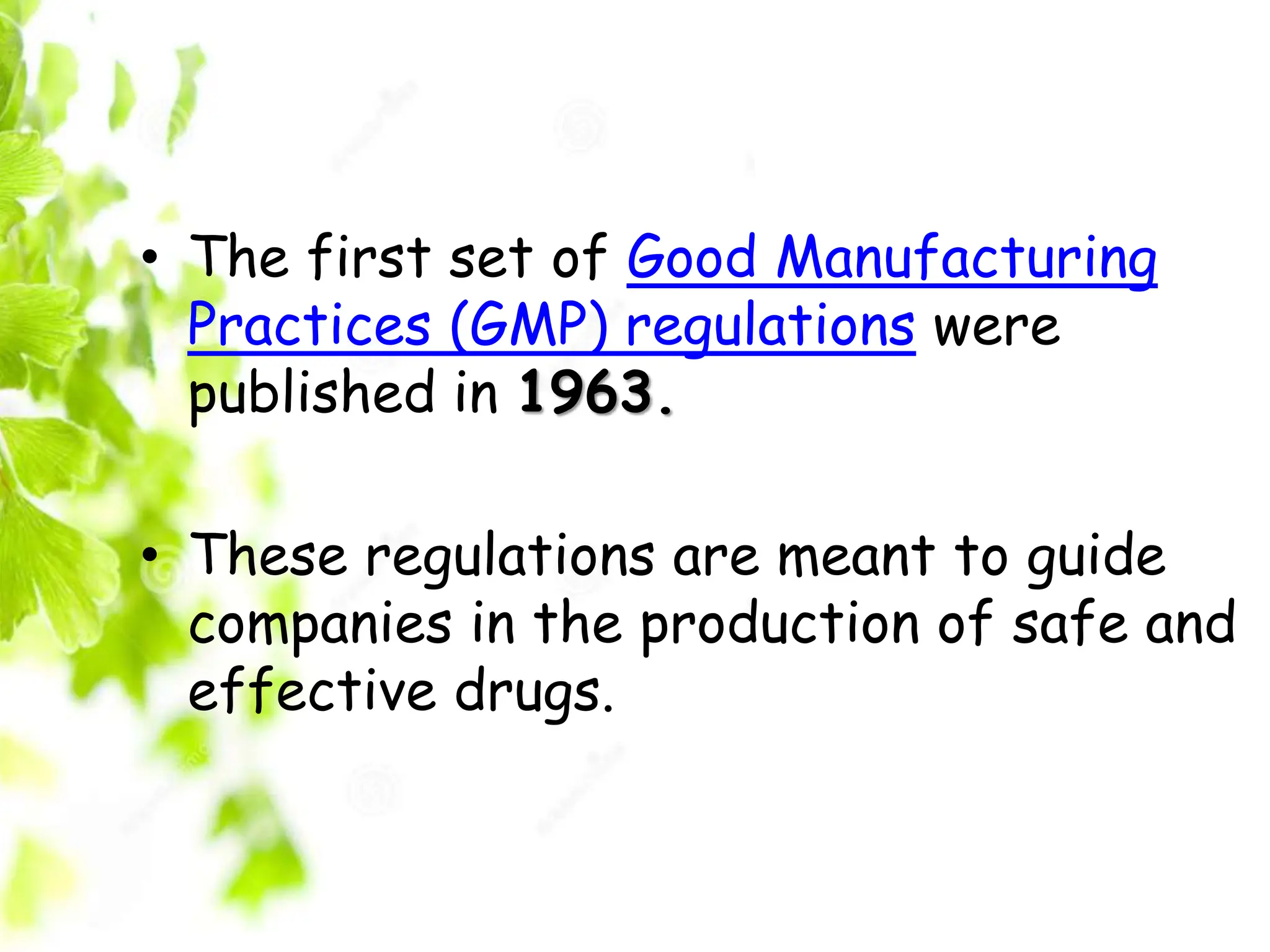 gmp in pharmaceutical Industry FDA guidelines WHO guidelines | PPTX