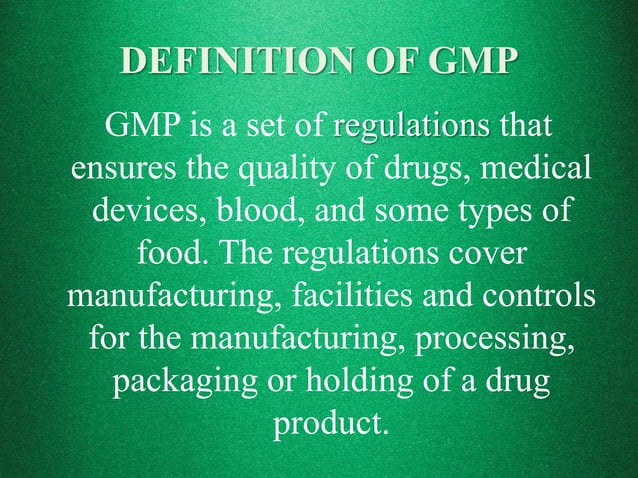 gmp in pharmaceutical Industry FDA guidelines WHO guidelines | PPTX ...
