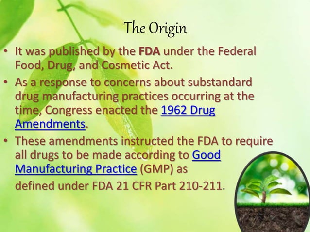 gmp in pharmaceutical Industry FDA guidelines WHO guidelines | PPTX ...