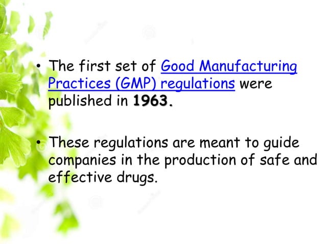 gmp in pharmaceutical Industry FDA guidelines WHO guidelines | PPTX ...