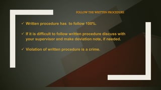 GMP (Good Manufacturing Practice) presentation | PPTX
