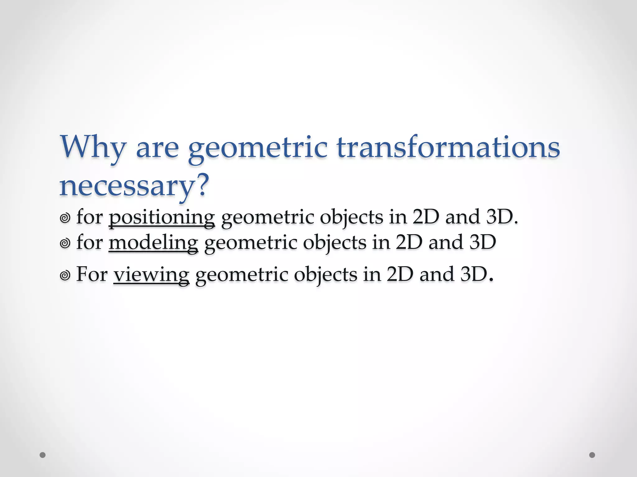 Geometric transformations and projections | PPTX