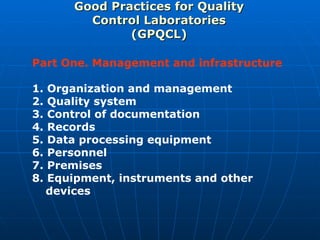 Good Manufacturing Practices For Quality Control | PPT