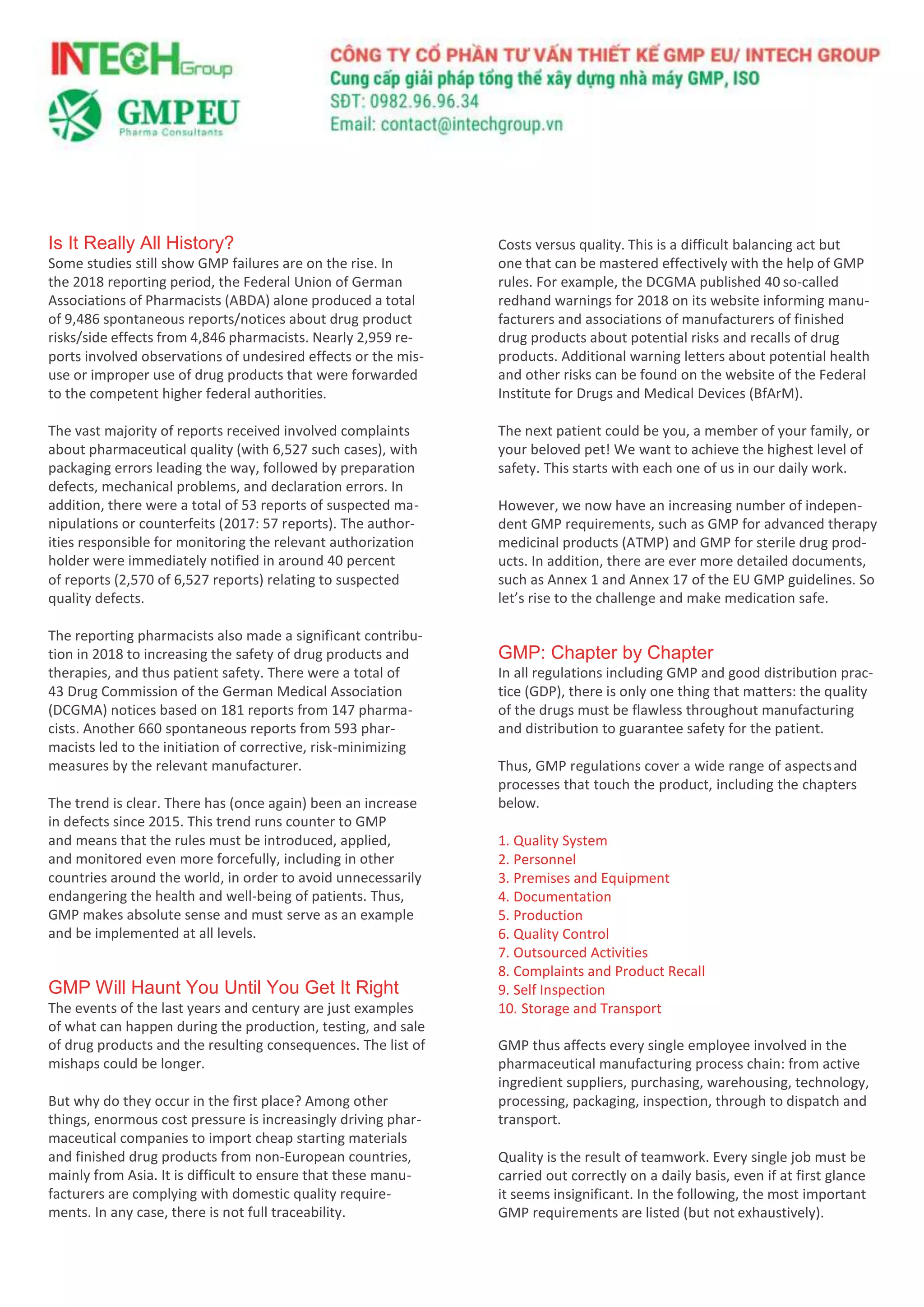 GMP Regulations Your product and process Quality control ...