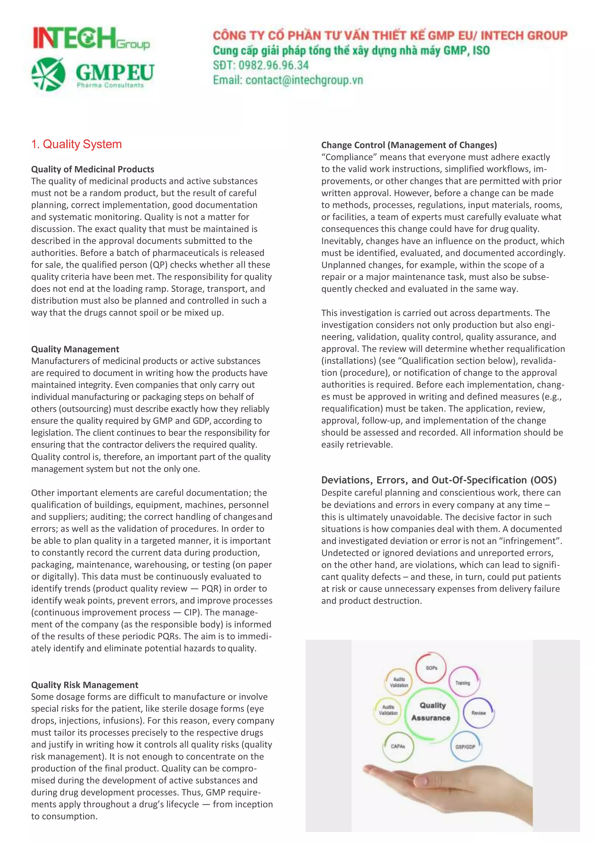 GMP Regulations Your product and process Quality control ...