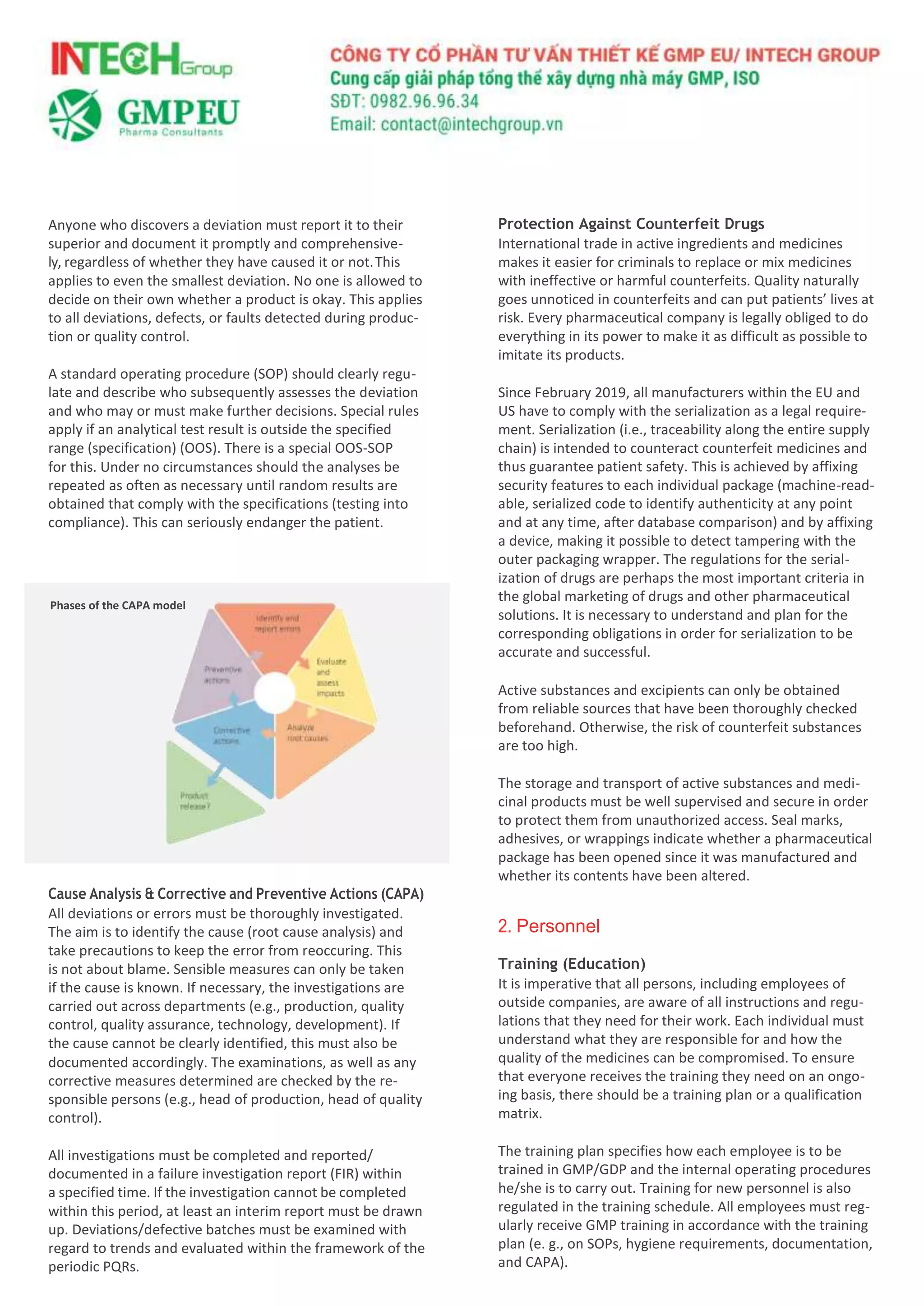 GMP Regulations Your product and process Quality control ...