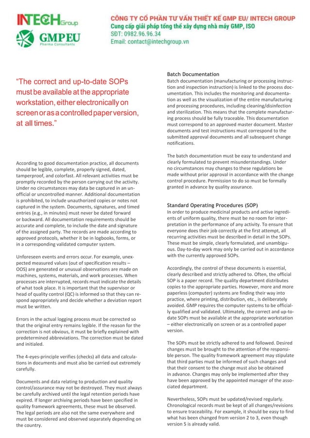 GMP Regulations Your product and process Quality control ...