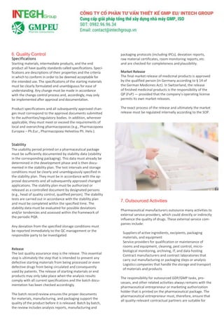 GMP Regulations Your product and process Quality control ...