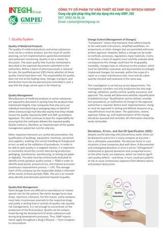 GMP Regulations Your product and process Quality control ...
