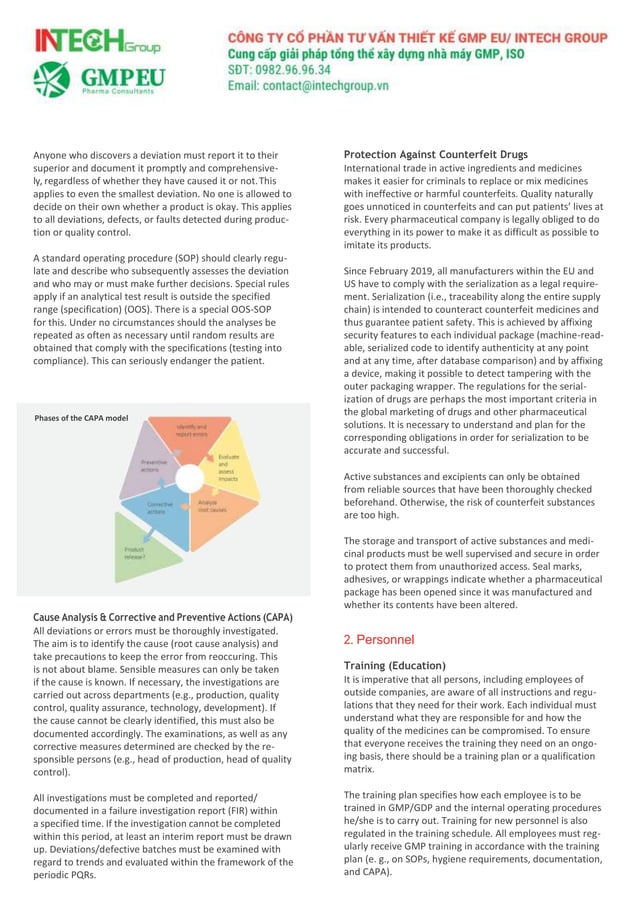 GMP Regulations Your product and process Quality control Responsibilities