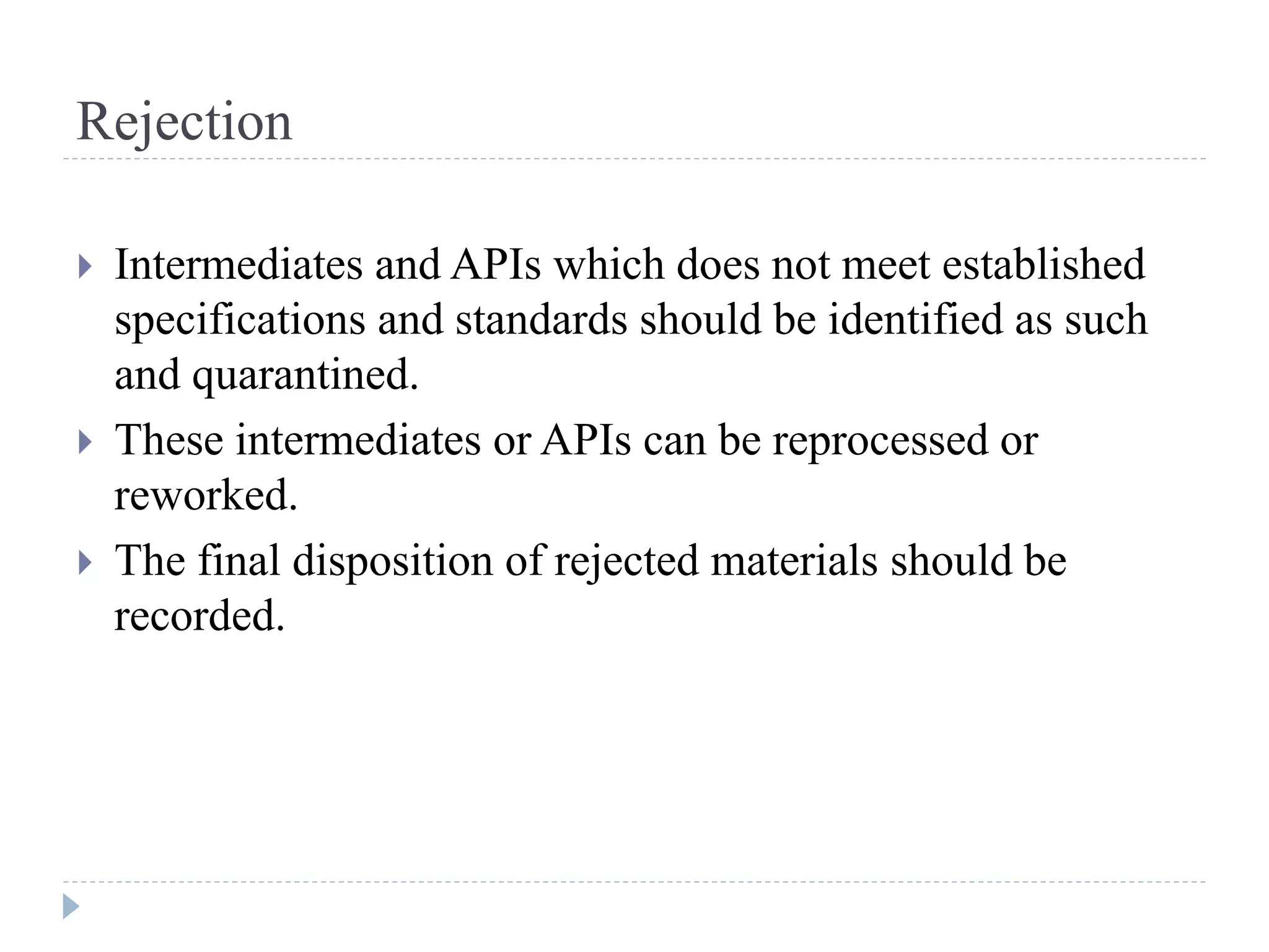 Gmp (rejection and reuse of materials) | PDF