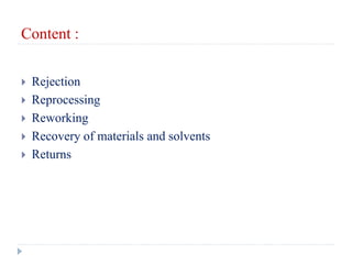 Gmp (rejection and reuse of materials) | PDF