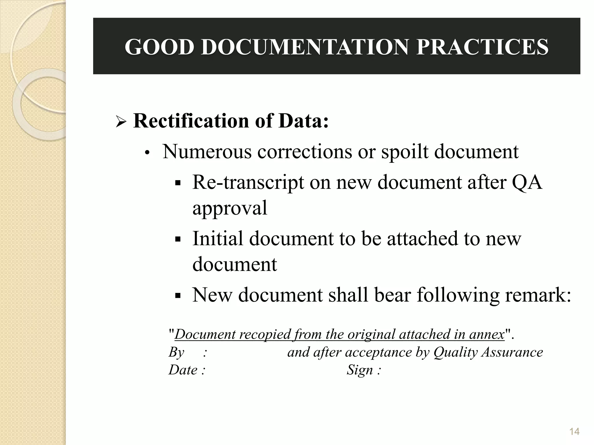 GMP - GOOD DOCUMENTATION PRACTICES | PPTX