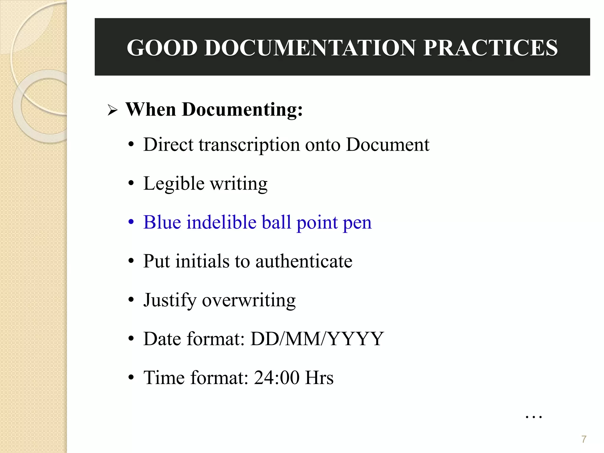 GMP - GOOD DOCUMENTATION PRACTICES | PPTX
