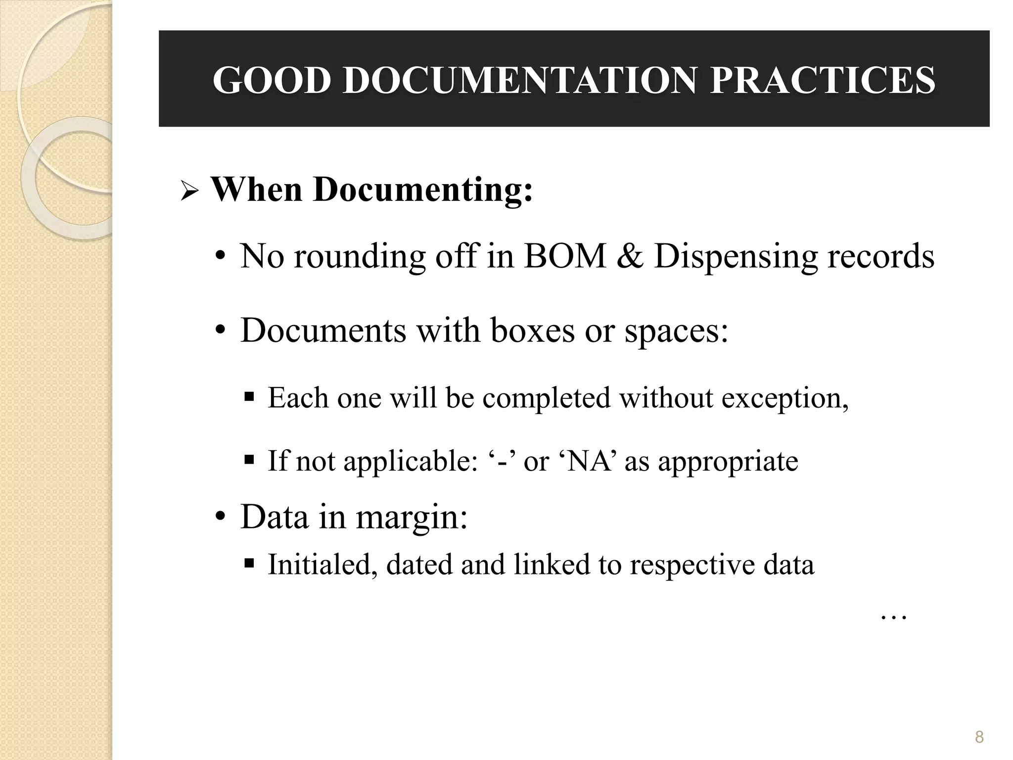 GMP - GOOD DOCUMENTATION PRACTICES | PPTX