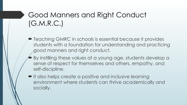 Instructional Materials in Good Manners and Right Conduct (GMRC) | PPTX | Education industry ...