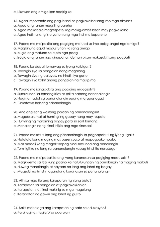 GMRC 1 MATATAG Periodical test 2024-2025 | DOCX