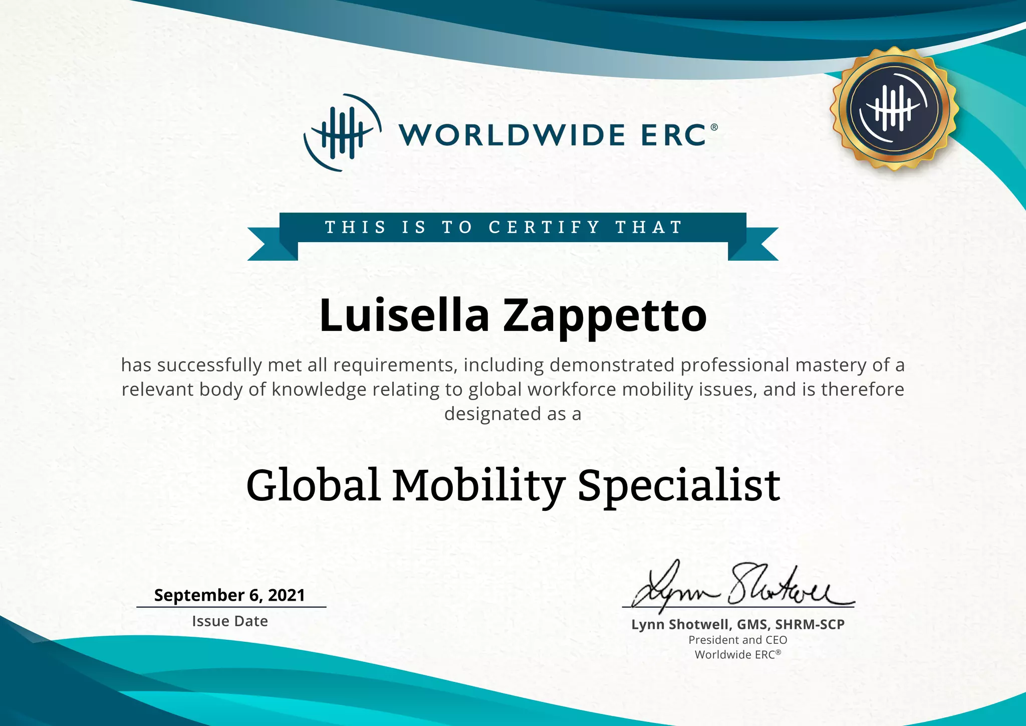 Luisella Zappetto Global Mobility Specialist designation | PPT