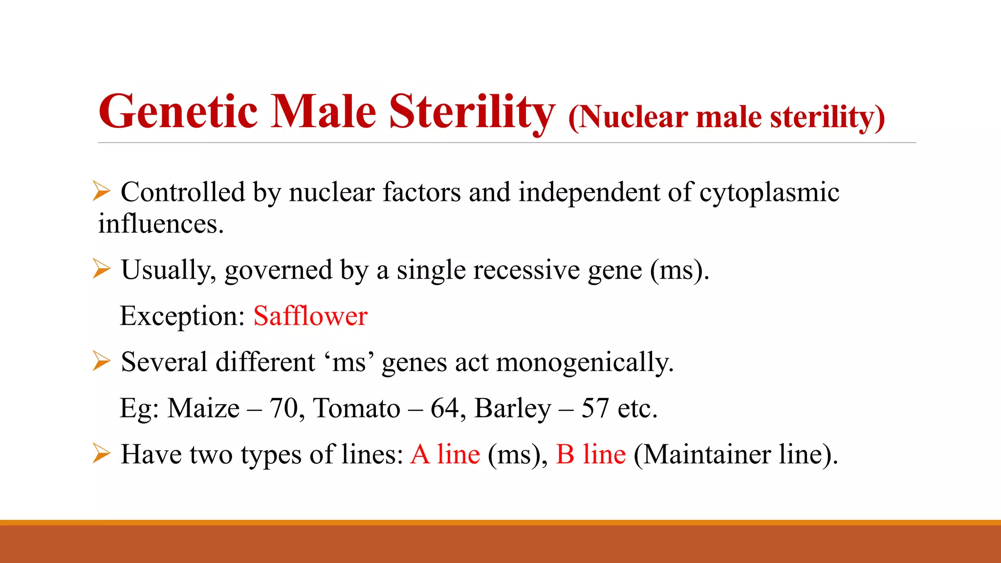 GENETIC MALE STERILITY IN CROP PLANTS | PPTX