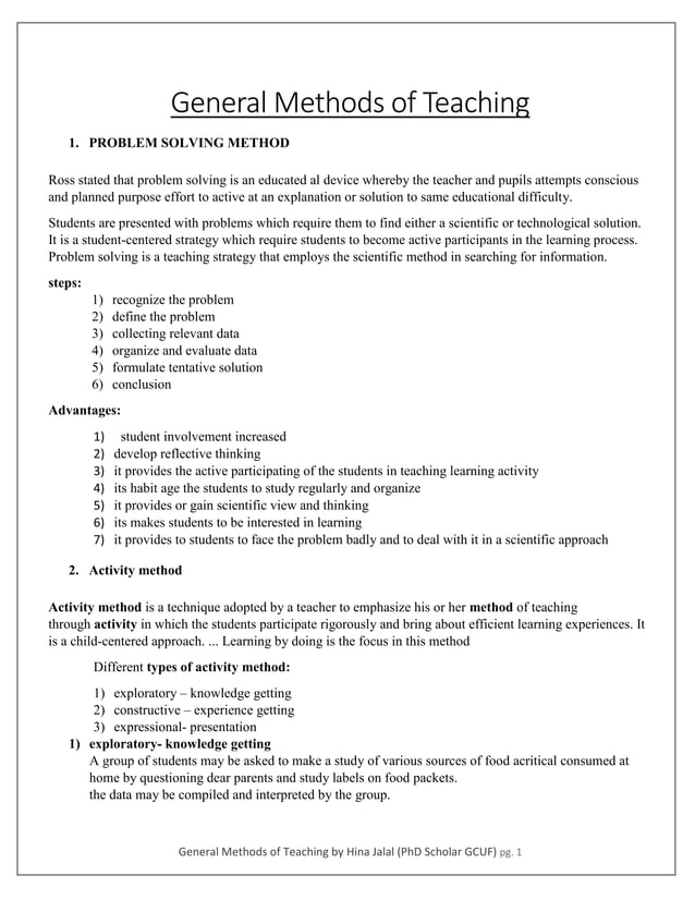 General Teaching Methods Explored | PDF