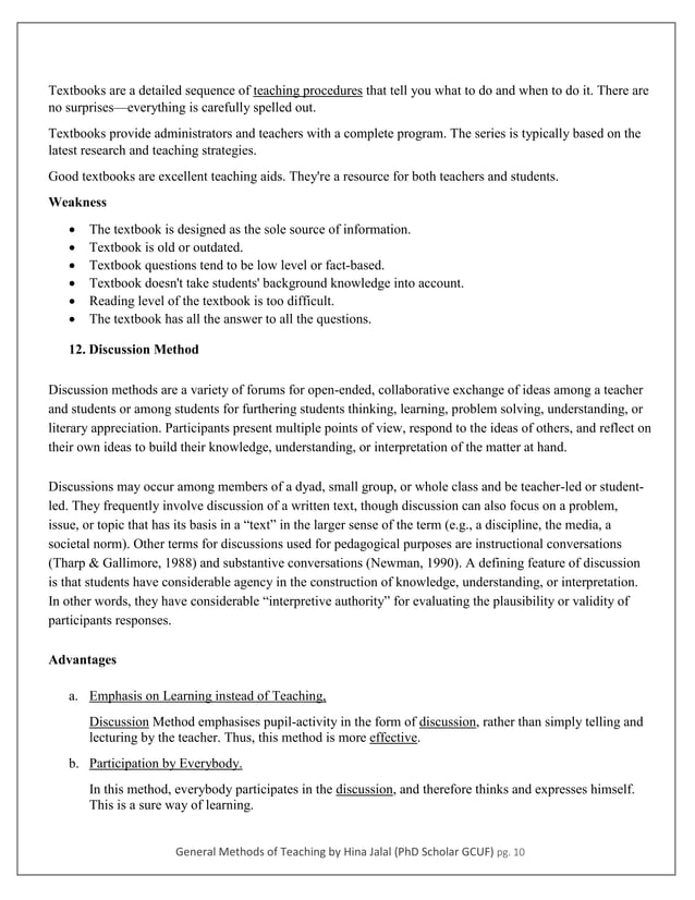 General methods of teaching