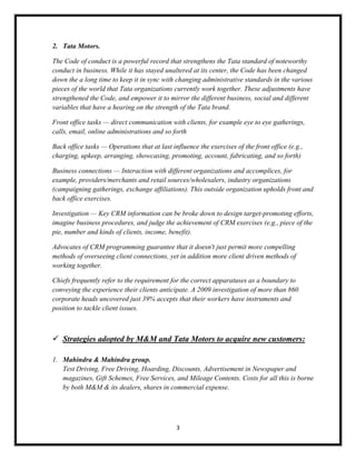 CRM of TATA Motors & Mahindra and Mahindra. | PDF