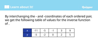 Representing Inverse Fucntions Through Tables And Graphs | Ppt