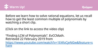 Powerpoint presentation on rational equations | PPT