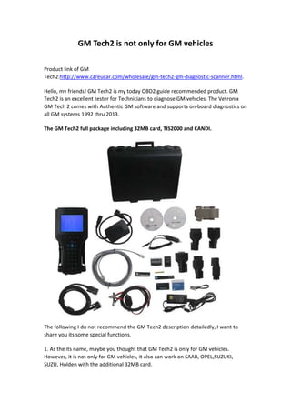 Gm tech2 is not only for gm vehicles | PDF