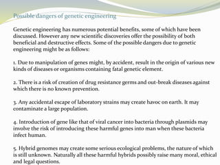 Dangers Of Human Genetic Engineering