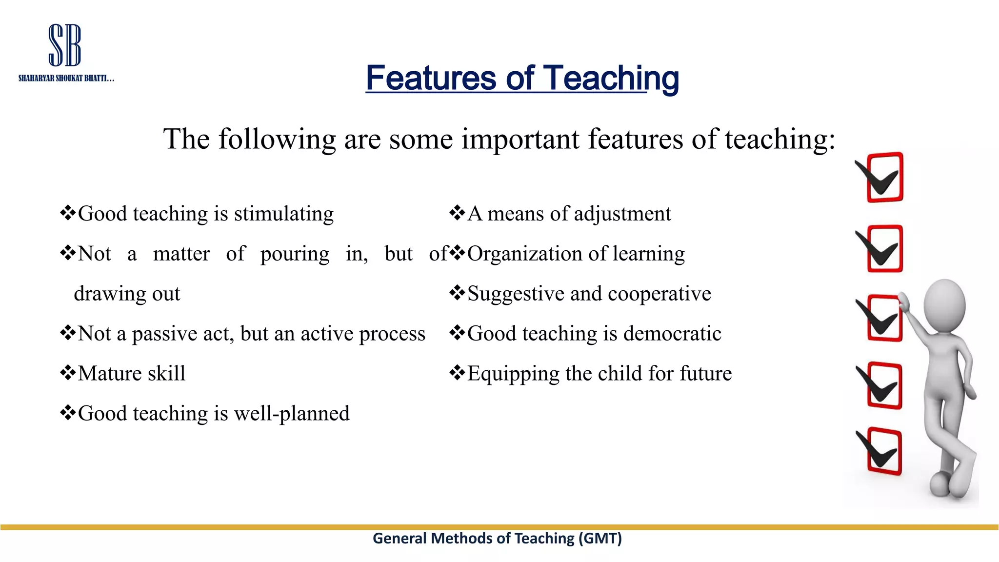 Maxims of Teaching- Features of Teaching- Planning of Teaching | PDF